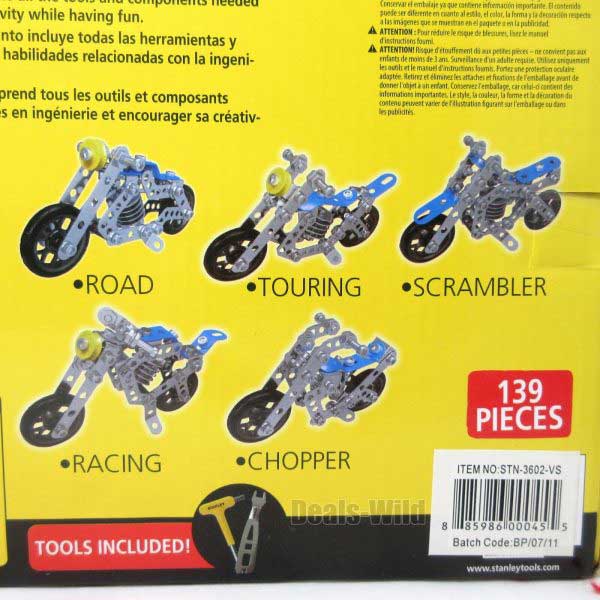 Stanley Jr. Multi Motorbike Mechanic Building Kit 139 Pieces 5-in-1 ...