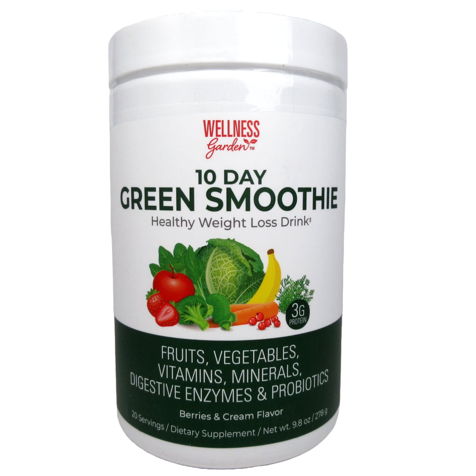 Wellness Garden 10 Day Green Smoothie Powder Berries & Cream